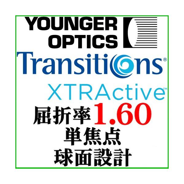 こちらはYOUNGER OPTICS社　調光レンズTransitions XTRActive60レンズです□　屈折率1.60　製作範囲は画像をご覧下さい　度数の範囲がわかり難い場合は、メール・お電話等でお気軽にご相談ください□　単焦点球面プ...