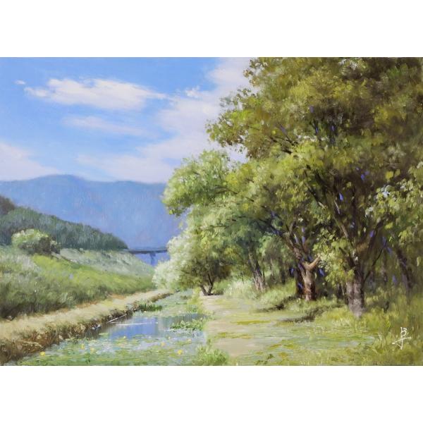 長岡卓「初夏の湿原」(延岡市・家田湿原) 油彩 F4号作品サイズ 333×242mm額サイズ 486×395mm新品油彩額付き (アクリル板・かぶせ箱)長岡 卓 =ながおか たく＝【略 歴】1949年 大分県生れ1970年 独立美術展入選1...