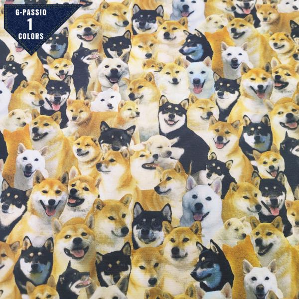 犬好きさん必見！リアルでかわいいワンちゃんが大集合！いろんな表情のワンちゃんがいっぱいでほっこりした気分になれる癒したっぷりの犬ファブリックです。見てるだけあきない！繊細さはデジタルプリントならでは。ハンドクラフト初心者にも扱いやすい、オー...