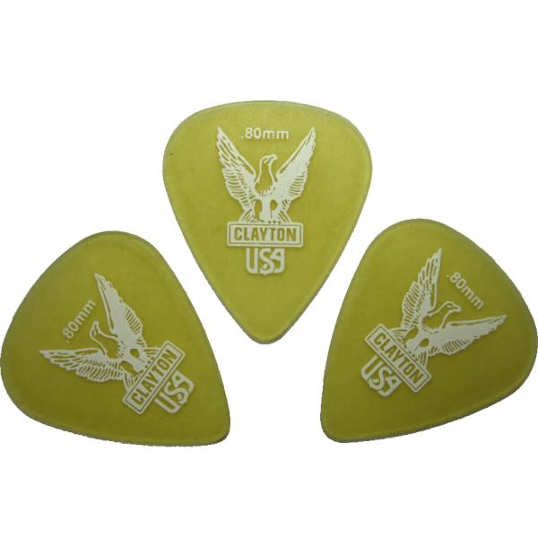 クレイトン ウルテム ピックです。Ultem素材は人の爪に最も近いと言われ、柔軟性と鋭いアタック効果を持っています。