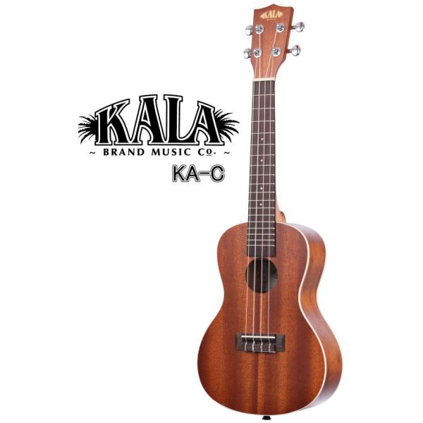 KALA のフラグシップモデル サテンマホガニーのコンサートウクレレです。艶消し仕上げのフィニッシュにアイボリー色のバインディングが施されたトラディショナルなデザインとなっております。高品質、低価格で初心者の方にオススメのコンサート・ウクレ...