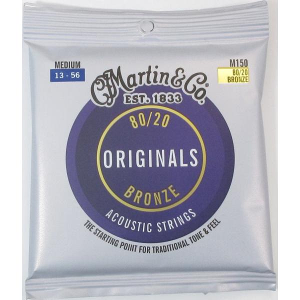 Martinのロングセラー&amp;ベストセラー弦『M150』です。ブロンズ弦のセットです。ゲージは .013 .017 .026 .035 .045 .056です。ミディアムゲージは、しっかりとしたテンション！！パワフルなサウンドが特長！...
