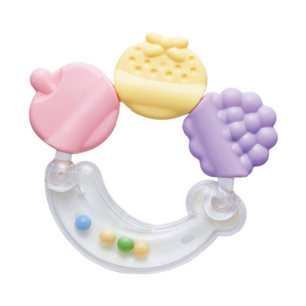 水洗いできるからいつでも清潔！かわいいフルーツのはがためはやわらか素材でほどよい刺激りんご・オレンジ・ぶどうは、なめなめ・かみかみしやすいやわらか素材。ビーズが入っているから、振るとジャラジャラ！[無塗装][NOネジ][水洗いOK]洗浄方法...