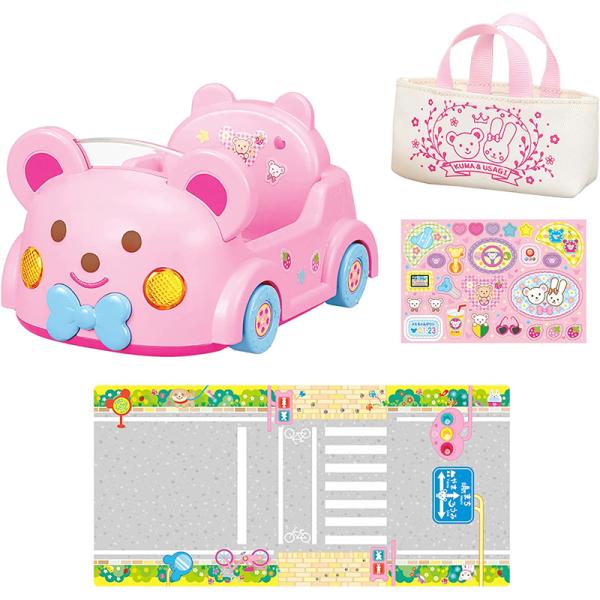 くまさんデザインのかわいい車で、メルちゃんを乗せて手転がしで遊ぶことができます。  おうだんほどうシートを使って交通ルールを学べます。  エコバッグはトランクに収納できます♪     ※お人形は別売りです。      ★セット内容    く...
