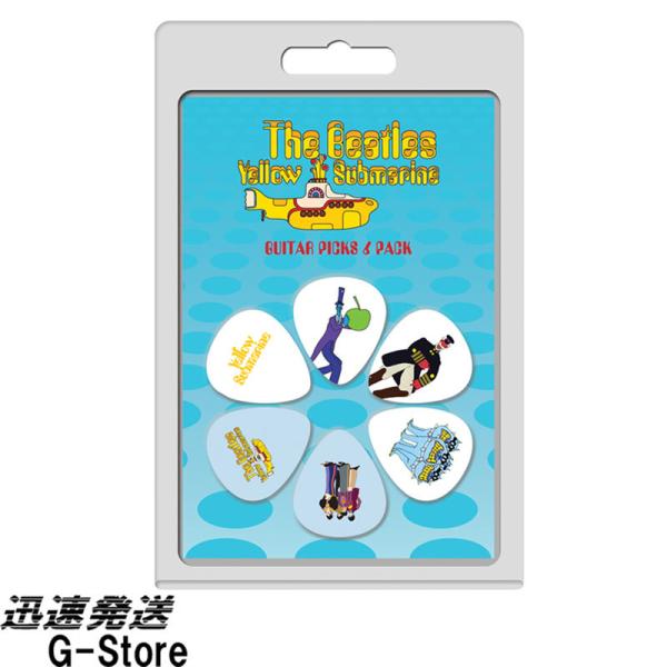 The Beatls の楽曲が使用された、アニメ映画『イエロー・サブマリン』とその楽曲をモチーフにしたピックです。6枚入りでパッケージされており、プレゼントにもオススメです。シェイプ：ティアドロップ材質：セルロイド