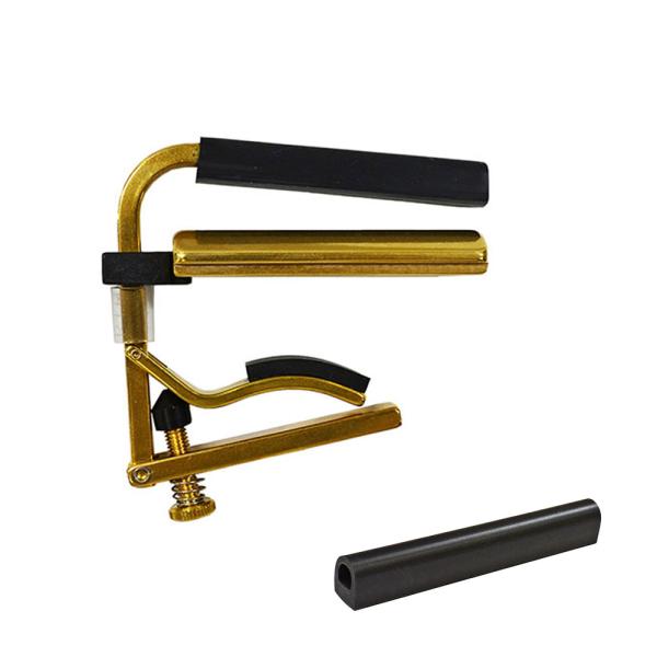 [dobro capo]スライド奏法を目的とし弦高を高くセットアップされたリゾネーターギターや、ラップスチールギター専用のカポ「C6b」。弦を押さえ込む専用のゴム製スリーブや、弦と指板の間に位置するパーツを調整することにより、弦高やネックグ...