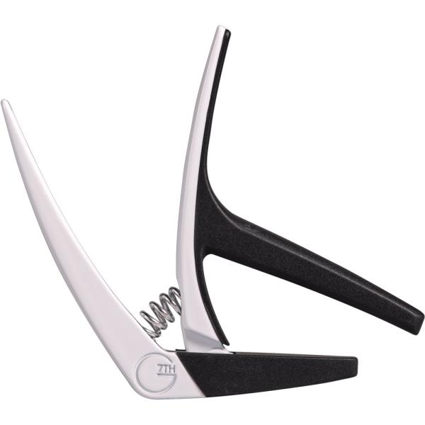 エルゴノミックデザインを踏襲した、6弦アコースティックギター用のG7thナッシュビル・カポです。装着の簡単なバネ式。アルミ合金とシリコンラバーを採用した質感あふれる非常に軽い（37グラム）カポです。アコースティックギター（6弦)用