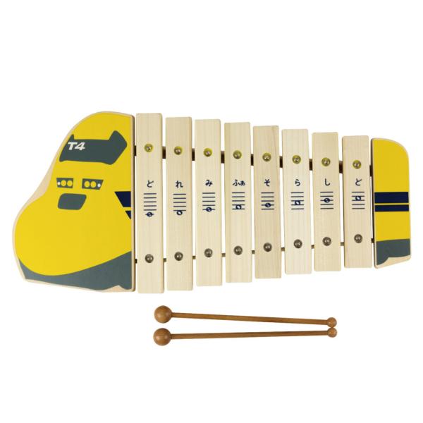 木目が美しい白木（ポプラ）と「幸せの黄色い新幹線」923形ドクターイエローの組み合わせがキュートな木琴。可愛い見た目ながら、楽器店での販売が認められるほど丁寧に調律をされた、国産のザイロフォン（木琴）です。どれみの音名も音板にプリントしてあ...