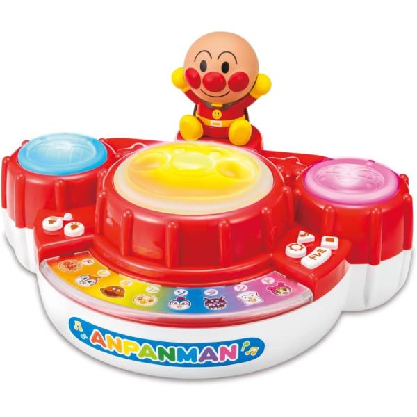 ●叩くと光って音がなる、小さなお子様にも楽しめるボンゴです。●打面は3か所発光。前面に、触るだけで音が鳴る不思議な「ドレミファタッチパネル」が付いています。●触るだけでドレミの演奏ができたり、8人の仲間たちのおしゃべりも楽しめます。●「アン...