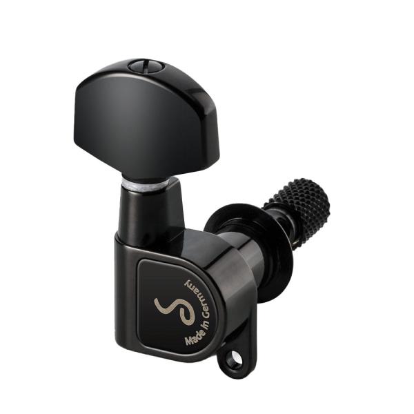 T:トップロックのM6タイプ。ギターヘッド表から弦をロックするシステム。3対3。 [Gear ratio 1:12, Shaft 9.8mm Weight 49g]