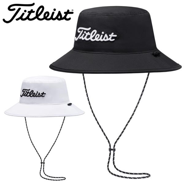 Titleist Womens String Bucket Hat TH23WSBKウィメンズサイズのひも付きバケットハット。■サイズ：レディスフリー(55〜57cm)■素材：ポリエステル97％　ポリウレタン3%■カラー：ブラック×ホワイト...