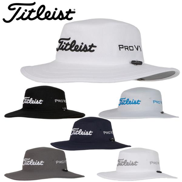 Titleist Tour Aussie Hat TH24TAUSN2強い日差しから守る、オージーハット。ツバ先に形状が安定するワイヤーを採用。■サイズ：フリー(57〜59cm)■素材：ポリエステル100％■カラー：ブラック×ホワイト、オリ...