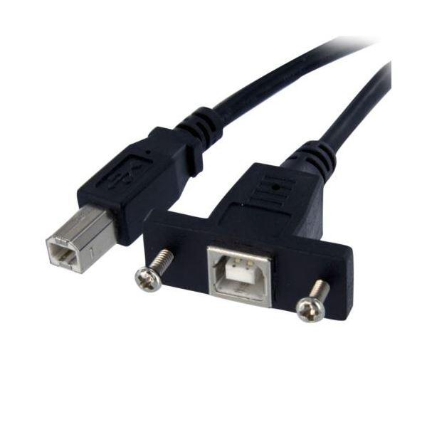 【商品名】 StarTech.com USB2.0パネルマウント型ケーブル 90cm パネルマウント用USB Bポート（メス）-USBBポート（オス） ブラック USBPNLBFBM3 1本