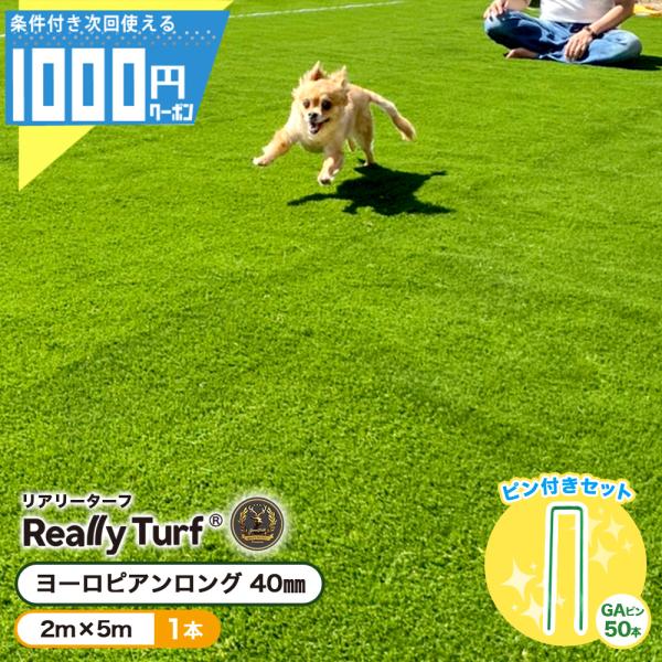 リアリーターフ ヨーロピアンロング パイル40mm グリーンフィールド■商品について・静電気抑制・抗菌・防炎・防カビ・消臭・つや消しパイル・端部カット済・ウレタンバッキング■規格2m×5m（10平米分）パイル長：40mm※ロール状に巻いた状...