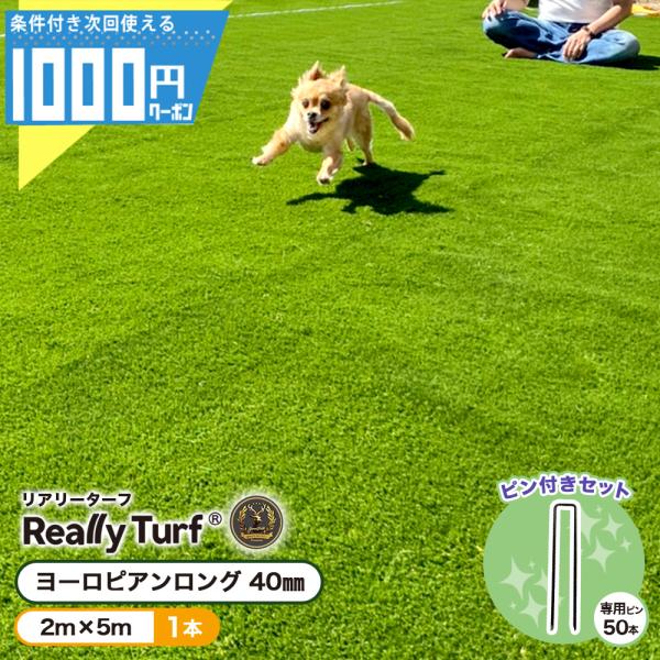 リアリーターフ ヨーロピアンロング パイル40mm グリーンフィールド■商品について・静電気抑制・抗菌・防炎・防カビ・消臭・つや消しパイル・端部カット済・ウレタンバッキング■規格2m×5m（10平米分）パイル長：40mm※ロール状に巻いた状...
