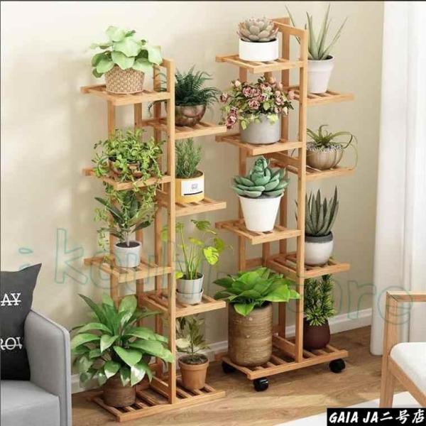 【天然竹製】このフラワースタンドの本体は、健康的で環境に優しく、耐久性と質感のある天然素材である竹で作られています。滑らかな角のデザイン、ナチュラルな風合いとシンプルなデザインで、植物を引き立てて、素敵なガーデンスペースを演出します。【移動...