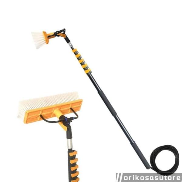 高所掃除ブラシ 外壁掃除 3.6m~9m 給水伸縮ブラシ 40Cmブラシヘッド 窓ガラス/壁掃除 高所ワイパー 業務用 超ロングポール 取り外しが簡単