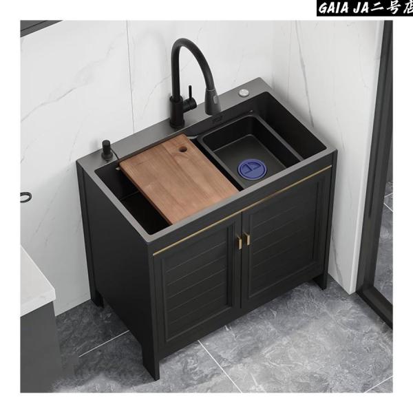 屋外シンク，黒流し台，ガーデンシンク，ステンレスキッチンシンクキャビネット付き，業務用シングルボウル流し台，システムキッチン シンクキャビネット，簡易