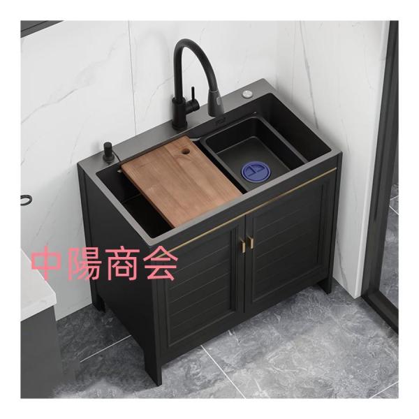 屋外シンク，黒流し台，ガーデンシンク，ステンレスキッチンシンクキャビネット付き，業務用シングルボウル流し台，システムキッチン シンクキャビネット，簡易