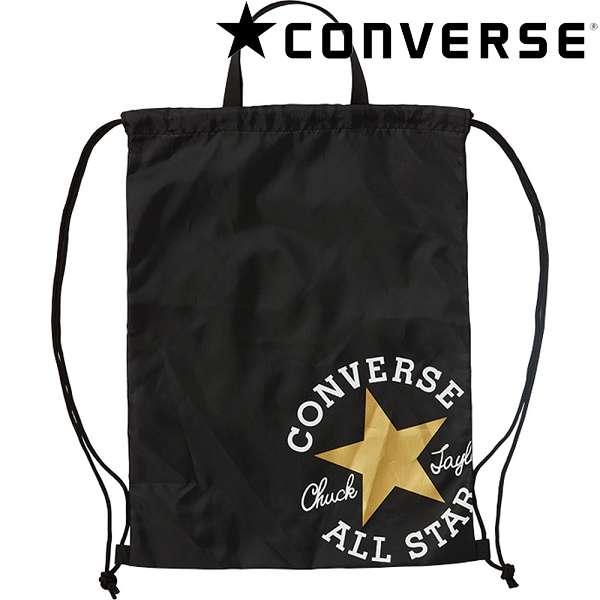 ■商品説明CONVERSEのナップサック。取っ手もついており、2WAYのご使用いただけます。様々なシーンでお使いいただけます。■素材ポリエステル■カラー1982：ブラック×ゴールド■サイズH48×W36cm重量：72g■原産国中国■仕様・その他