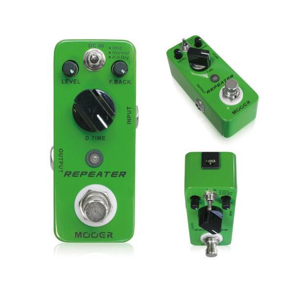 RepeaterはトグルスイッチでMod/Normal/KillDryの3モード切替が可能なユニークなデジタルディレイペダルです。25〜1000msのディレイタイムを設定でき、クリアなディレイサウンドを作ることができます。