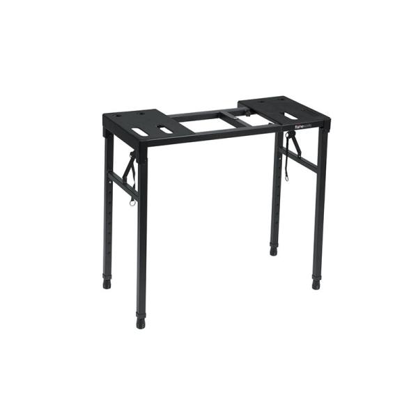 ・キーボード、ミキサー、ターンテーブルなど多用途向け・テーブル部の横幅、高さなどを細かく調節可能・耐荷重量60Kg・フレーム上に水準器を装備