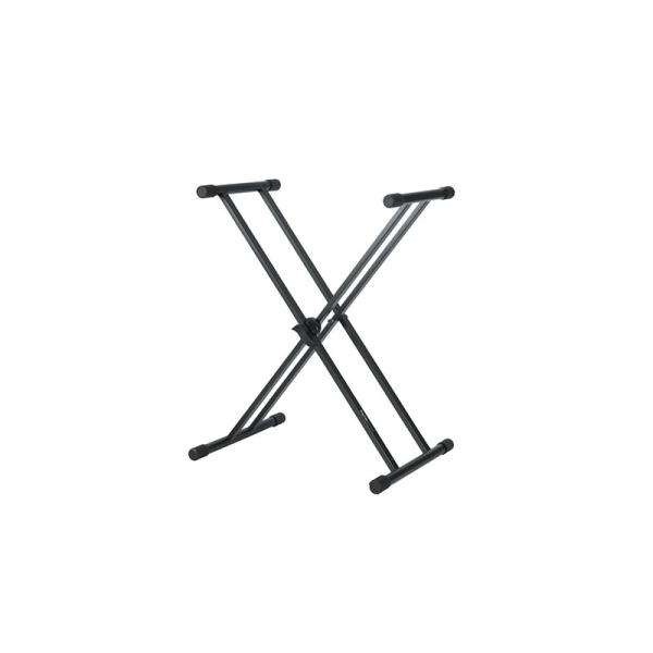 ・畳んで収納しやすいX型・細かい高さ調節が可能・立っても座っても使えるスタンド・無段階調整可能なロック機構