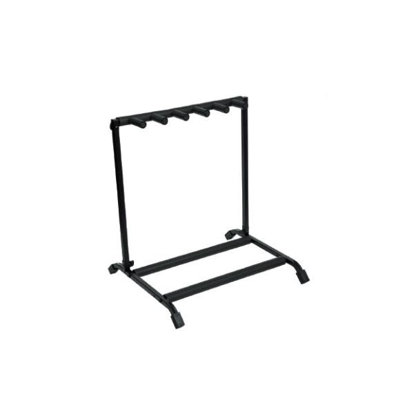 ・エレキギターやアコースティックギターを　最大5本セット可能・ブラックパウダーコート仕上げ・丈夫なスチール製フレーム・楽器を傷つけないパッド付きの構造・折り畳んで収納可能