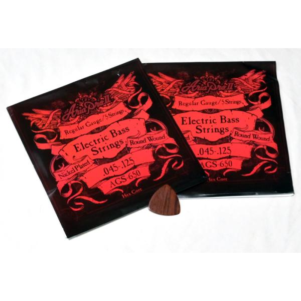 2セットお送り致します。AriaproII アリアプロII ロングスケール  5弦ベース弦AGS-650 / Regular Gauge / Hex Core / Nickel Plated Round Wound ピック弾きベースプレーヤ...