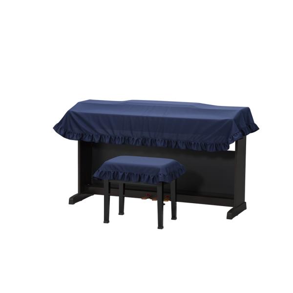 デジタルピアノカバー　製品サイズ：約186×86cm間口135〜145ｃｍまで天板奥行き+傾斜の合計：〜65cmまでのサイズに対応■品質/ポリエステル100％■カラー／ネイビーブルー■生地／ニット系椅子サイズは間口〜58cm未満×奥行き〜3...