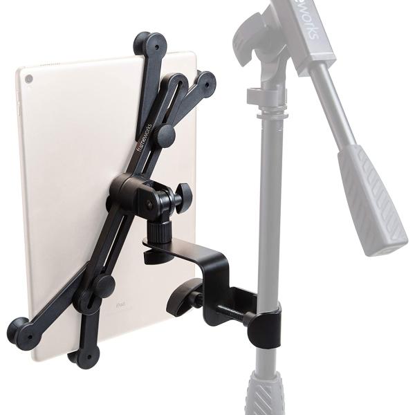 ■UNIVERSAL TABLET MOUNT with CORNER GRIP SYSTEM様々なサイズのタブレットやスマートフォンをマイクスタンドに固定できるホルダーです。4点で支えるコーナーグリップシステムにより、あらゆる大きさのタブ...