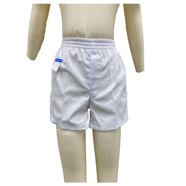 TOMBOW（トンボ）のクォーターパンツ（男の子用）しっかりとした生地で、後ろポケット付き生産地：日本素材：ポリエステル65％・綿35％カラー：白（45630-01）サイズ（胴囲／身長）120（胴囲：52　身長：120）130（胴囲：54　...