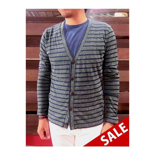デリシャス　DELICIOUSのコットン素材のボーダー柄５ツボタンカーディガンです。伸縮性のある柔らかなコットオン素材で着心地感を追求したアイテムで、シンプルで上品な着こなしもできるカーディガン。オンでもオフでも活躍してくれます。ボーダー柄...