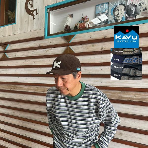 KAVU カブー コードベースボールキャップはコーデュロイ素材のベースボールキャップ。秋冬らしいコーデュロイの素材感で秋冬時期にマッチします。また、背面にはKAVUの特徴的なウェイビングベルトの調整機能が付いています。つばが短い往年のメジャ...