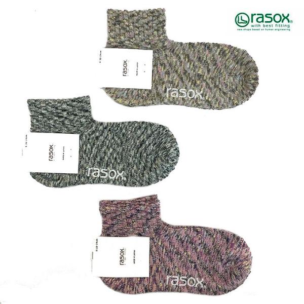 rasox（ラソックス）は人の足のように角度を90度に、足首から脹ら脛にかけて自然に広がる新しい構造をしています。足首部を直角に編みこんだＬ字型靴下です。従来品のように口部をゴムで締め付けるのではなく、全体で包み込むようにフィットさせること...