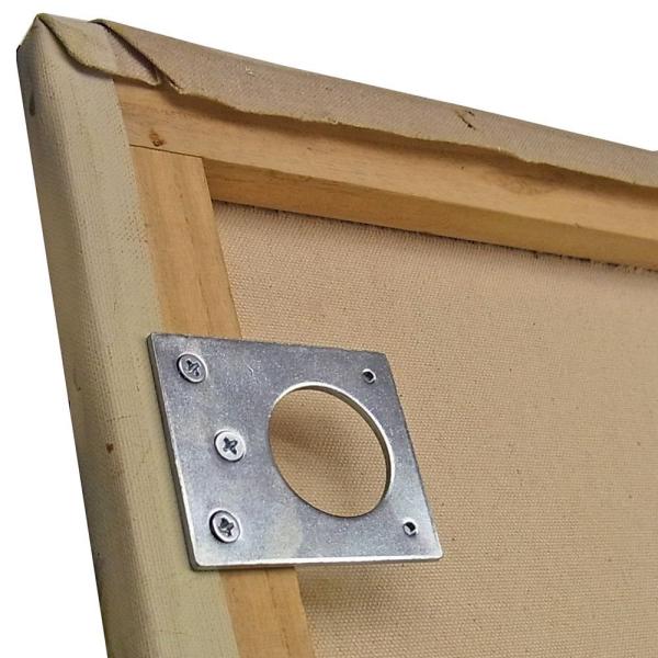 主に仮縁用にお使いいただける吊金具。木枠にネジ止めして固定してください。ワイヤーを直接引っ掛ける他、紐を通して使うことも可能です。吊金具の付属しない仮縁は、C20、C38、C40の3種類になります。その他の仮縁には基本的に必要ありません。