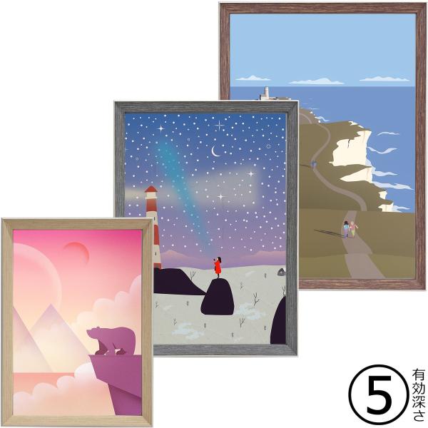 落ち着きのある木目調のカラーリング。外側のホワイトラインがお部屋に調和します。ナチュラル、グレー、ローズの3色からお選びください。艶の無いシックな色合いなので、どんな作品にも合わせやすいのが特徴です。軽量化のためダンボール製の裏板を採用して...