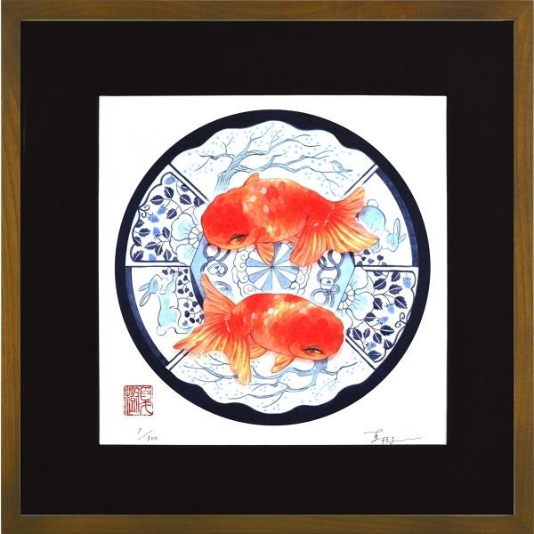 フレーム：9102　茶サイズ　：300角（外寸316×316mm）お取り寄せに【1〜2週間ほど】かかります。数量限定商品ですので売り切れてしまうことがございます。あらかじめご了承ください。岩本 夏樹（いわもと なつき）水彩で鮮やかな世界を描...