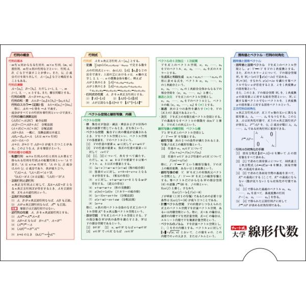 【発売日：2020年04月20日】クリアファイル（大学数学の基礎：線形代数）著作： 出版社：数研出版発行日：2020年4月20日仕様：A4判対象：一般向大学数学の教材の発行を記念して、大学数学で学ぶ「線形代数」の定理や公式をまとめた、とても...