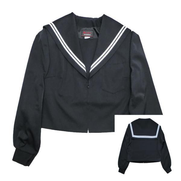 大手制服メーカーの黒のセーラー服(太い白ライン)　冬服　15/15B左脇にファスナーがついたかぶり式のセーラー服です。★詳細は商品説明でご確認下さい。
