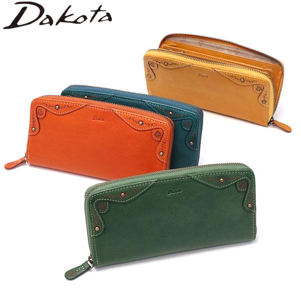 ダコタ小物＋選べるノベルティプレゼント ★マーガレットの花模様を施したクラシカルな雰囲気漂う財布シリーズ「マーゴット」のラウンドファスナー長財布。素材＜表地＞イタリア製牛革サイズ＜本体＞幅 約 195×高さ 約 100×マチ 約 25(mm...