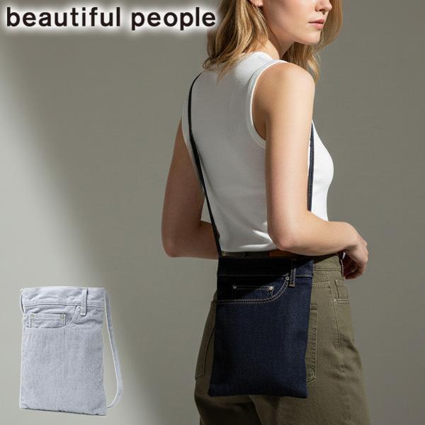 “着るように持てる”デニムライクなショルダー巻き縫いやループ、ポケットディテール、ベルト…と、デニムの5ポケットパンツからデザインを抜粋した、遊び心満載のショルダーバッグ。カラー展開：indigo、saxebeautiful people ...