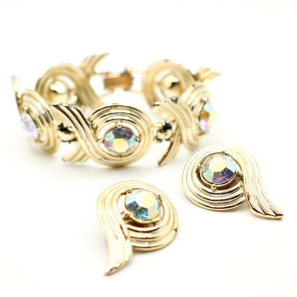 1960s SARAH COVENTRY “Aurora Swirl” Vitage bracelet ＆ earrings set
