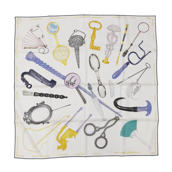 エルメス スカーフ カレ90 いつも一緒 Nous Sommes Inseparables HERMES 2024年秋冬[取扱店舗]東心斎橋店[管理番号]10926833[ランク]新品[ブランド]エルメス（HERMES）[色]ホワイト/ゴー...