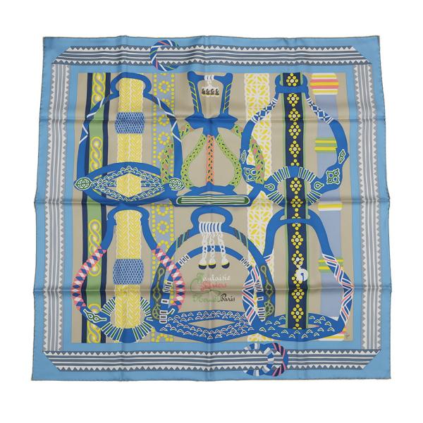 エルメス ストール カレ90 カレジェアン 鐙の幻想 Fantaisie d'Etriers カシミヤ シルク 2024春夏[取扱店舗]倉庫在庫[管理番号]11008897[ランク]新品[ブランド]エルメス（HERMES）[色]ブルー/ジョ...