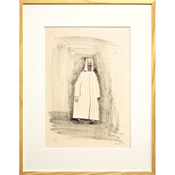 昭和を代表する洋画家の一人、香月泰男画伯の版画作品です。1973年に制作された石版画集「モロッコ」の中の一作 「モロッコ婦人」を額装した作品です。【香月泰男】1911　山口県に生まれる1934　国画会初入選1936　東京美術学校油絵科卒業1...