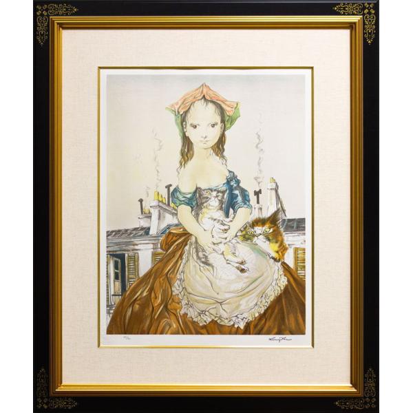 フランスで最も愛された日本人画家、藤田嗣治。日本画の繊細な技法を油彩画に取り入れ、乳白色の肌で描かれる裸婦像など、制洋画壇を魅了したエコール・ド・パリの巨匠です。藤田の代名詞とも言える少女と猫が描かれた本作ですが、最大の魅力は愛くるしい2匹...