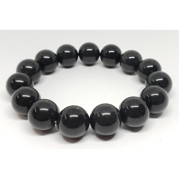 14mm玉×15個　手首周り約16.5cm  サヌカイトとは、香川県の高松市と坂出市にまたがる五色台山中付近で採掘された非常に緻密や安山岩です。古代には石器の材料としても使用され、原石は固いものでたたくとカンカンと高く澄んだ音が出るため。カ...