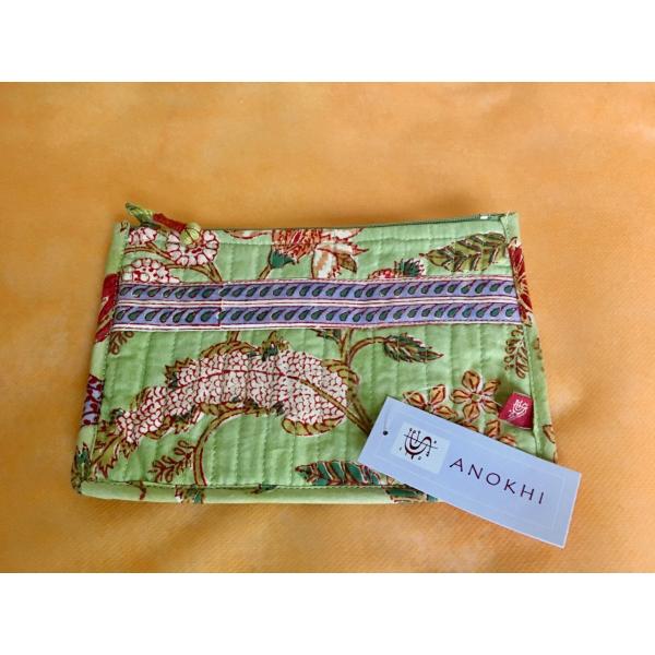 [ANOKHI] アノーキ メイクアップ・バッグ（M：黄緑）／ANOKHI Makeup Bag (Medium: Yellow-Green)ブロックプリントで知られるジャイプルの老舗ショップ「ANOKHI」で見つけたメイクアップ・バッグ☆...