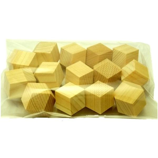 面心立方格子のボロノイ図形・菱形十二面体による空間充填を手元で構築できる木製模型桧製、3センチ大、14個セット。YWM_工芸品_2209